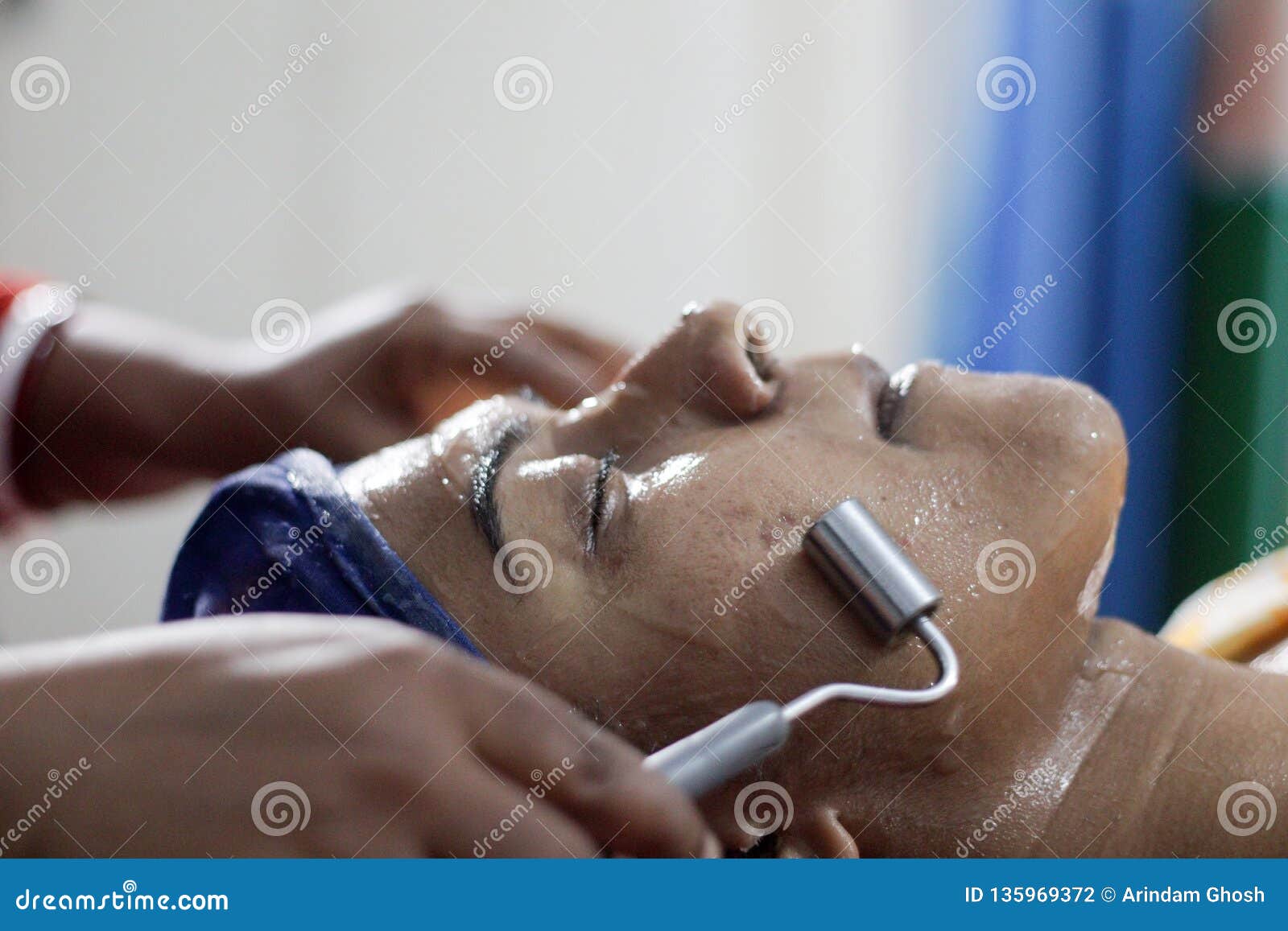 Galvanization Application on Face of a Lady with Hair Band with Eyes ...