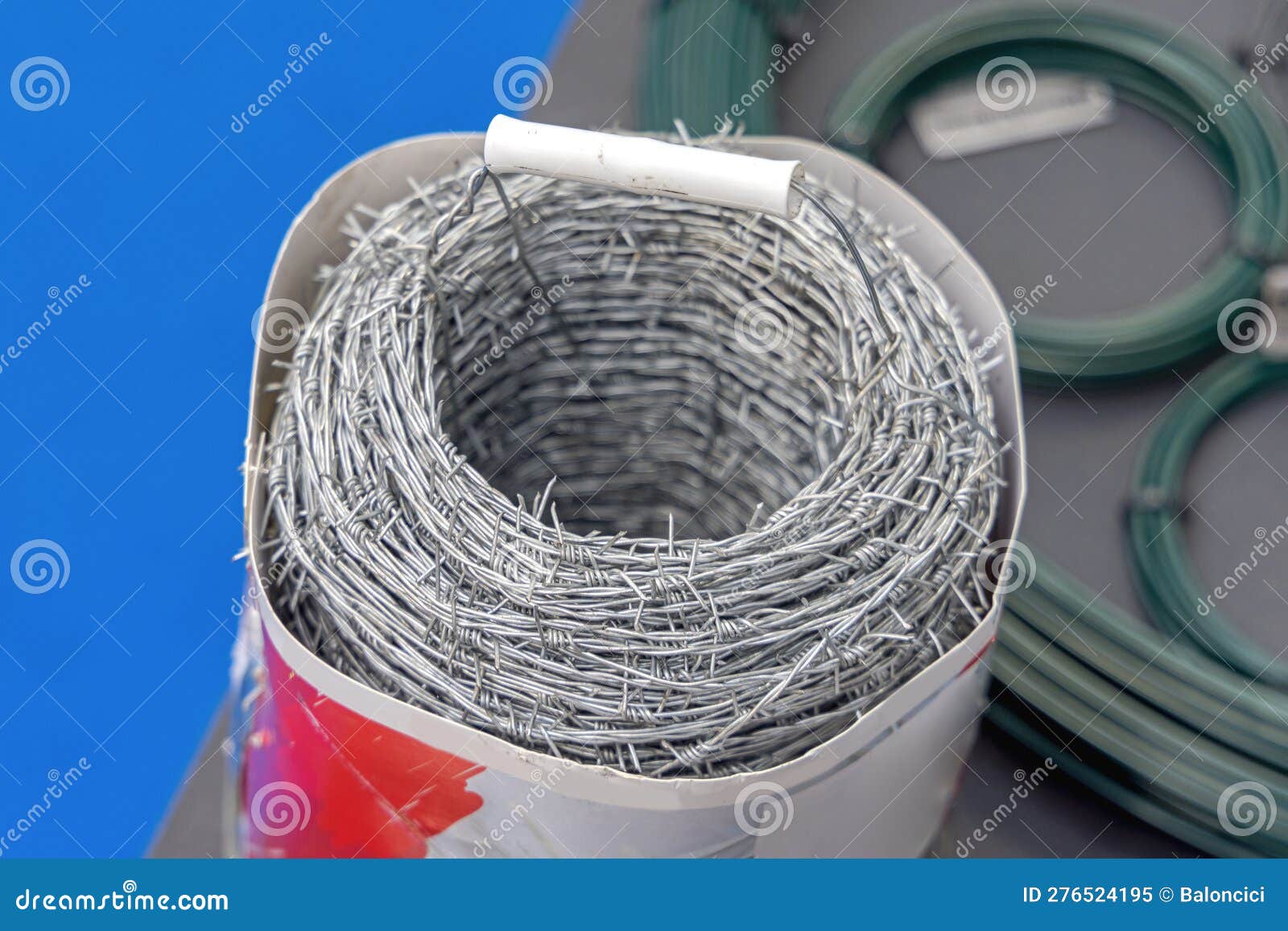 Galvanized Barbed Wire stock image. Image of steel, double - 276524195