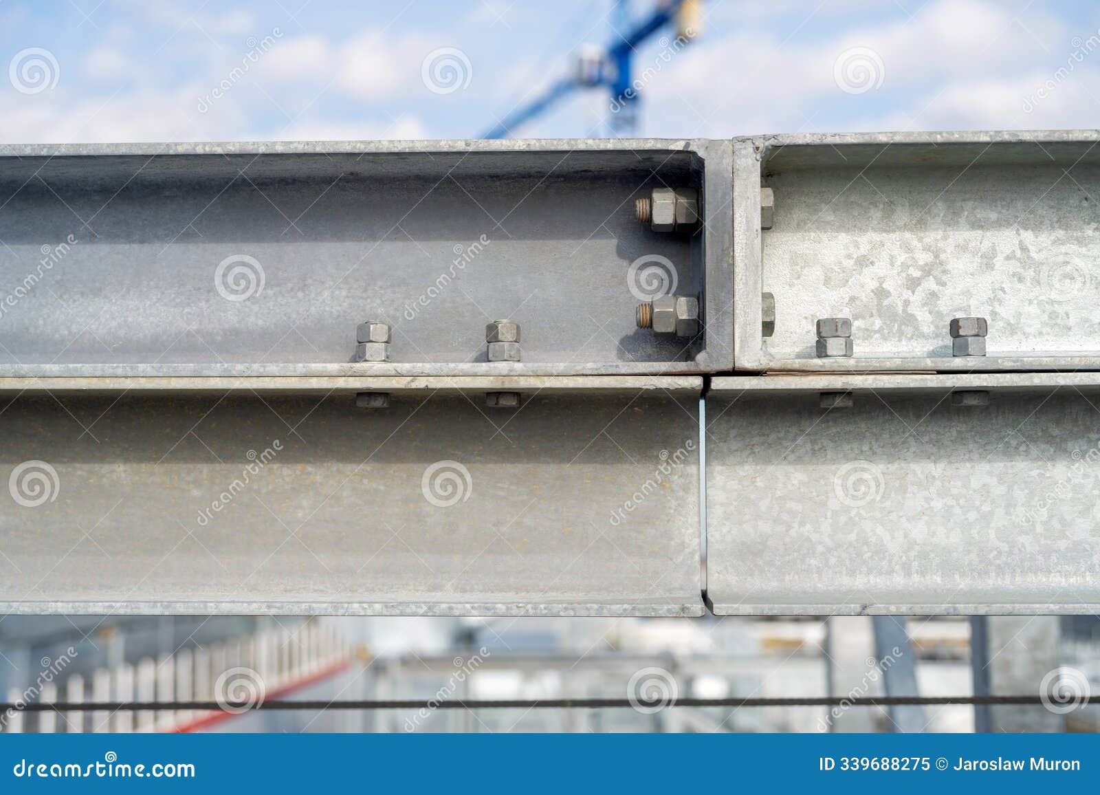 Galvanized Bolted Connection of Steel Elements of Framework with Blue ...