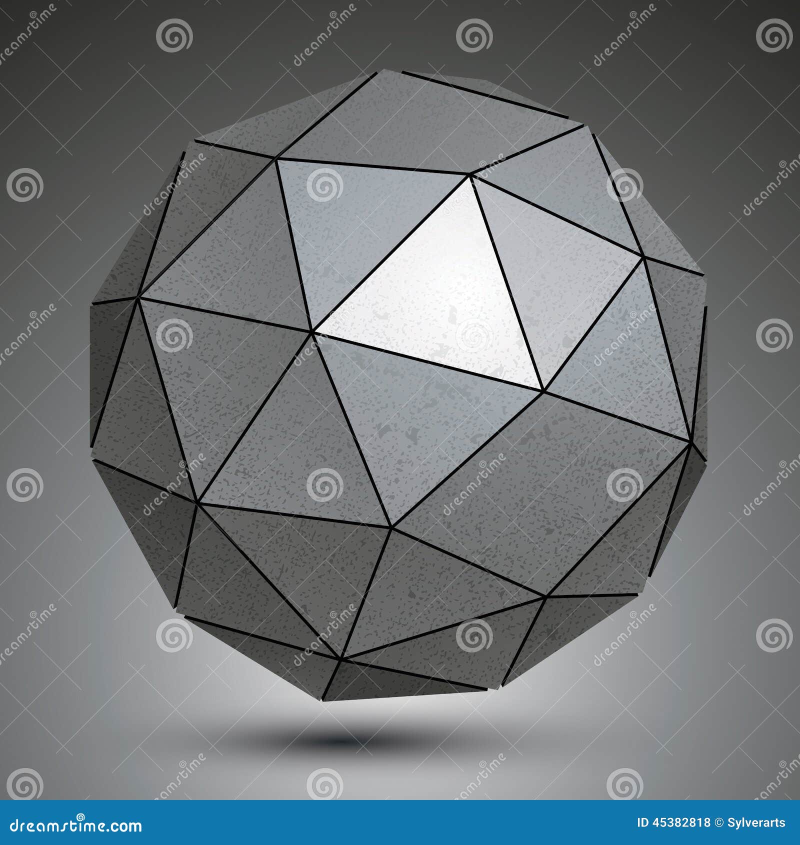 Galvanized Facet 3d Sphere, Grayscale Abstract Object. Stock Vector ...