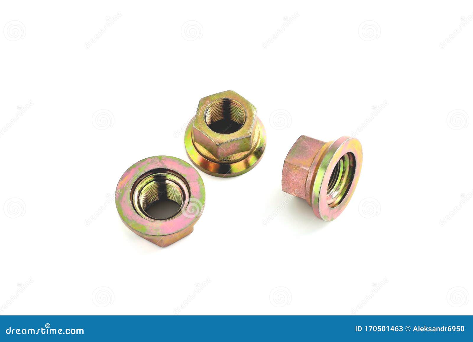 Galvanized Fixing Nuts Several Pieces on a White Background Close-up ...