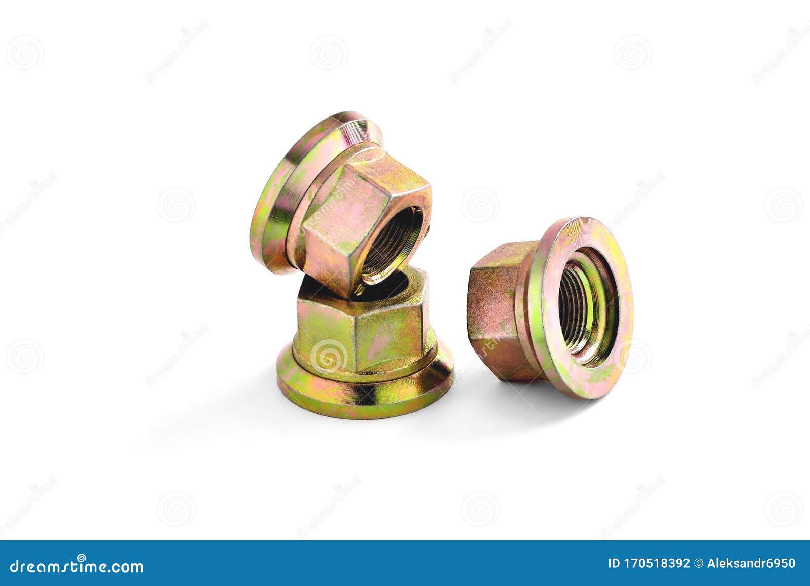 Galvanized Fixing Nuts Several Pieces on a White Background Close-up ...