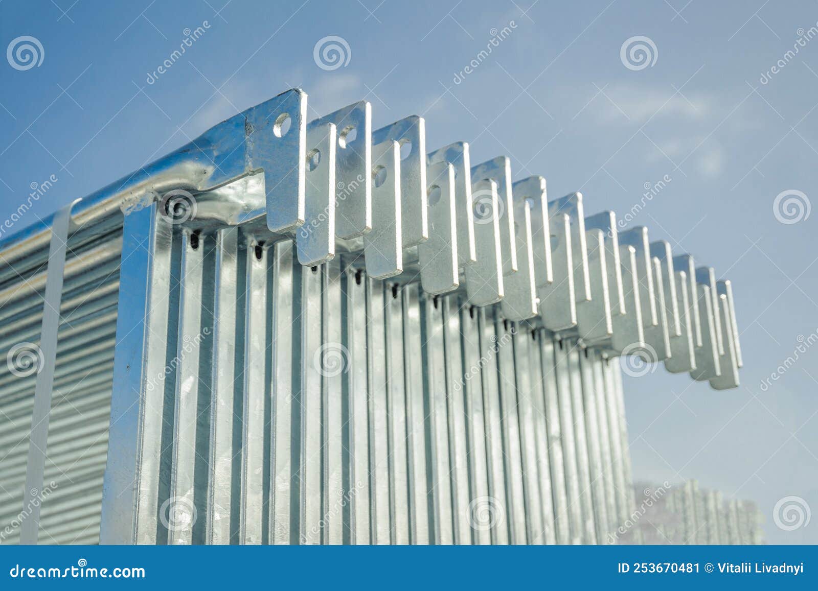 Galvanized Metal Elements of Scaffolding Stock Image - Image of closeup ...