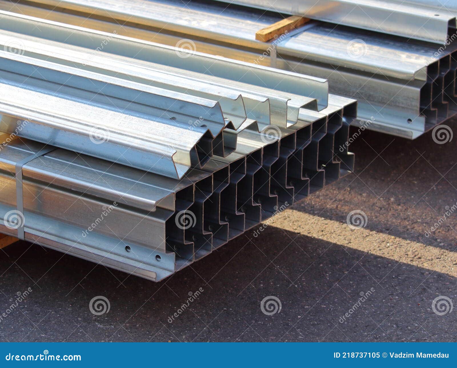 Galvanized Metal Profile in Stacks for Shipment Stock Image - Image of ...