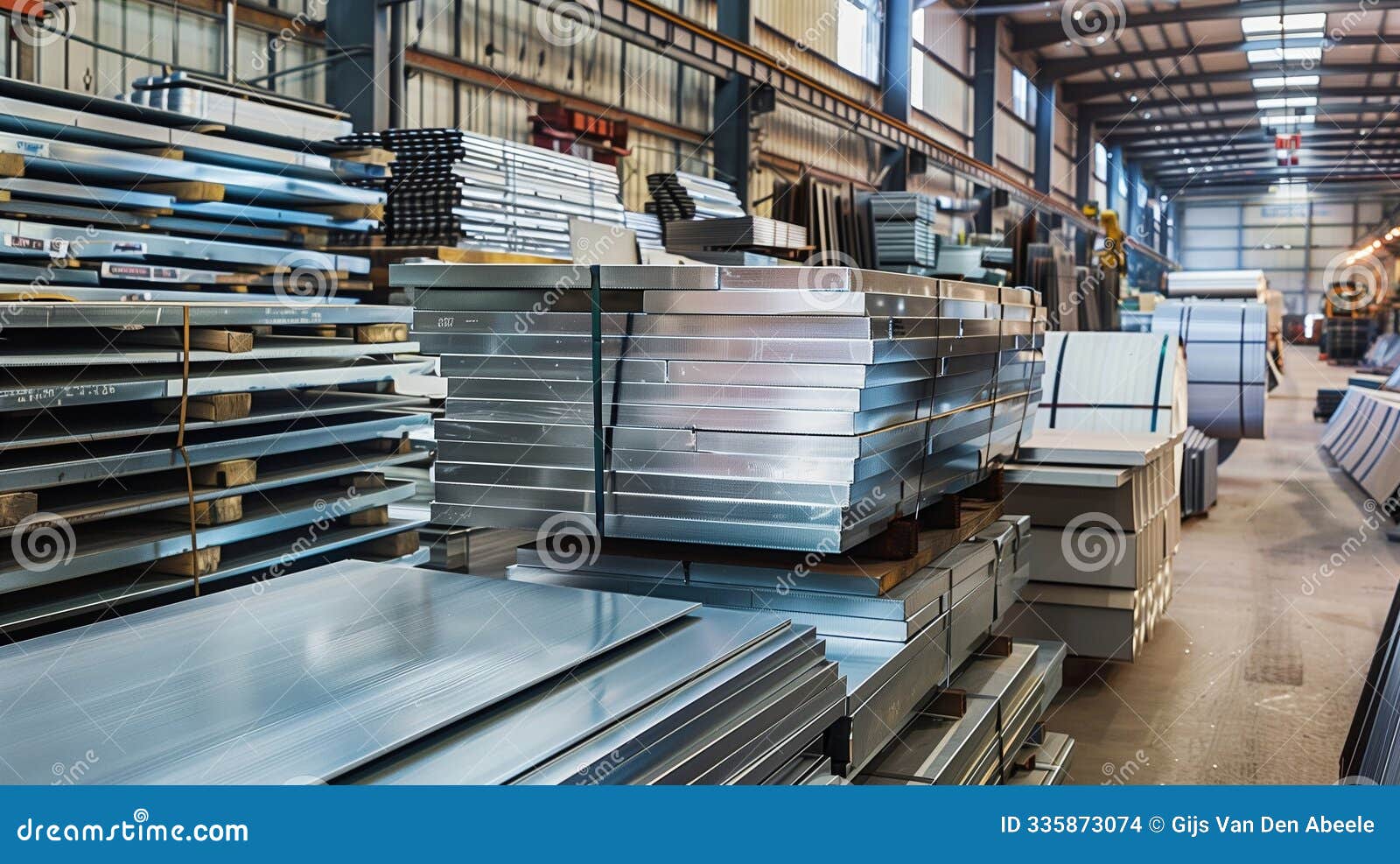 Galvanized Sheet Steel Stacks in Industrial Warehouse Stock ...