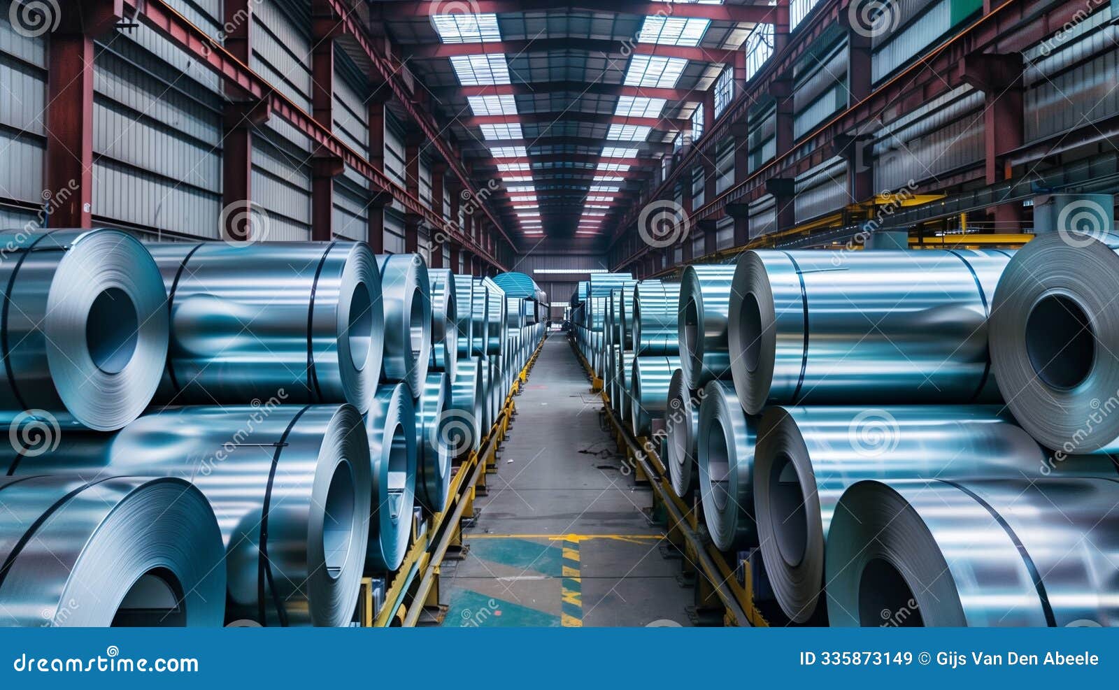 Galvanized Sheet Steel Stacks in Industrial Warehouse Stock ...
