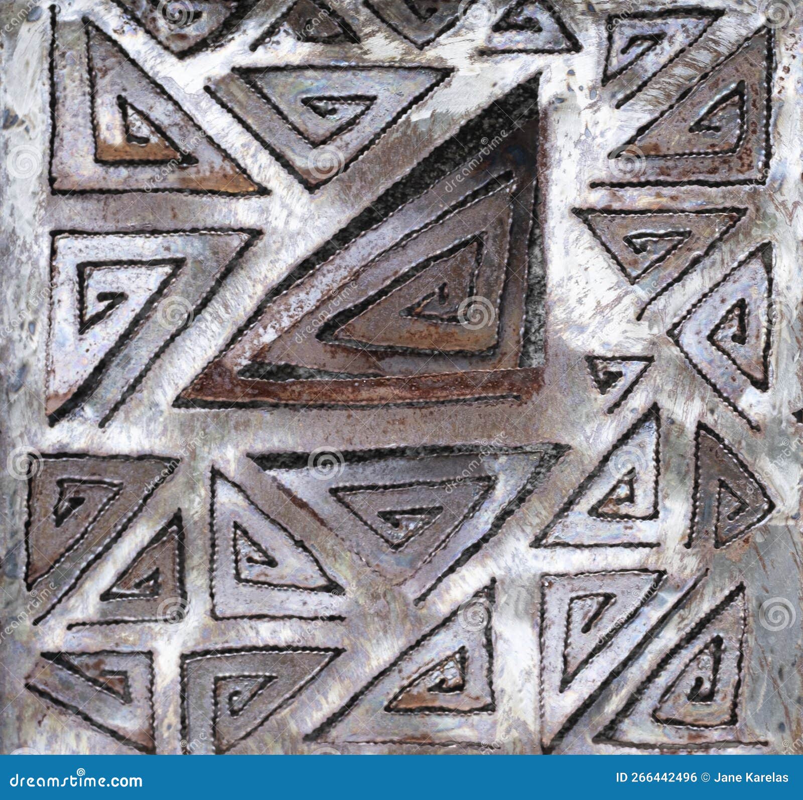 Silver Metal Panel with Cutout Triangle Designs Background Texture ...