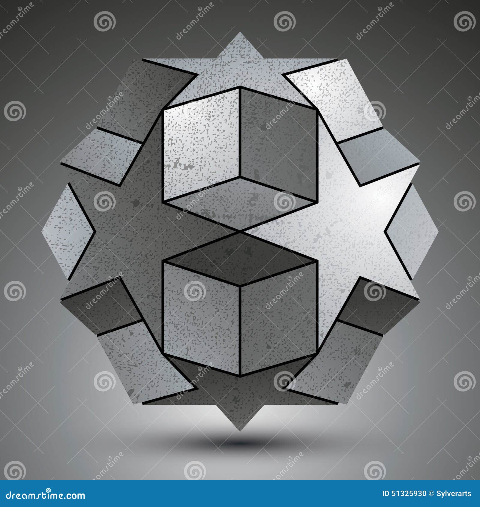 Galvanized Spherical 3d Object Created From Star Shapes Vector ...