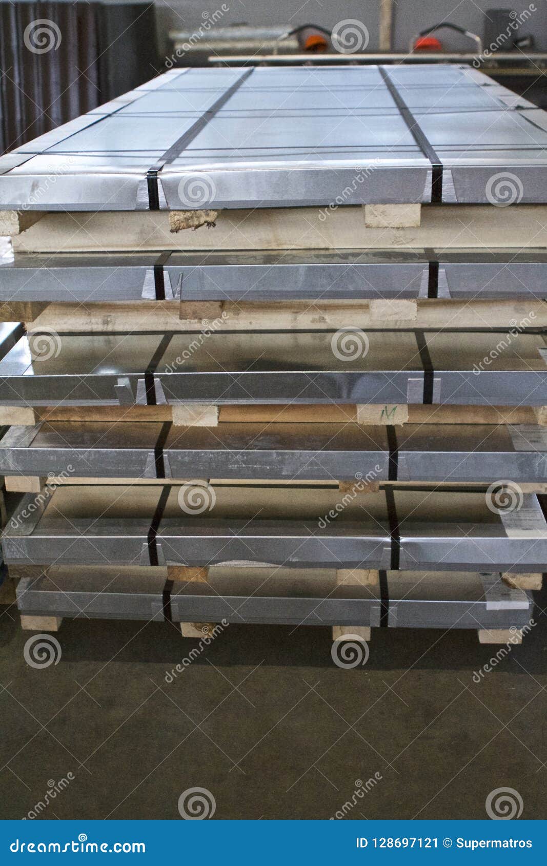 Galvanized Steel Sheets in Packs Stock Image - Image of galvanized ...