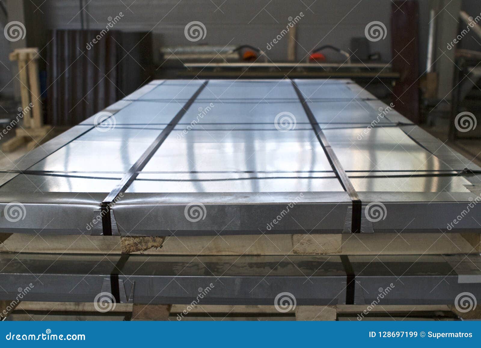 Galvanized Steel Sheets in Packs Stock Image - Image of storage, plate ...