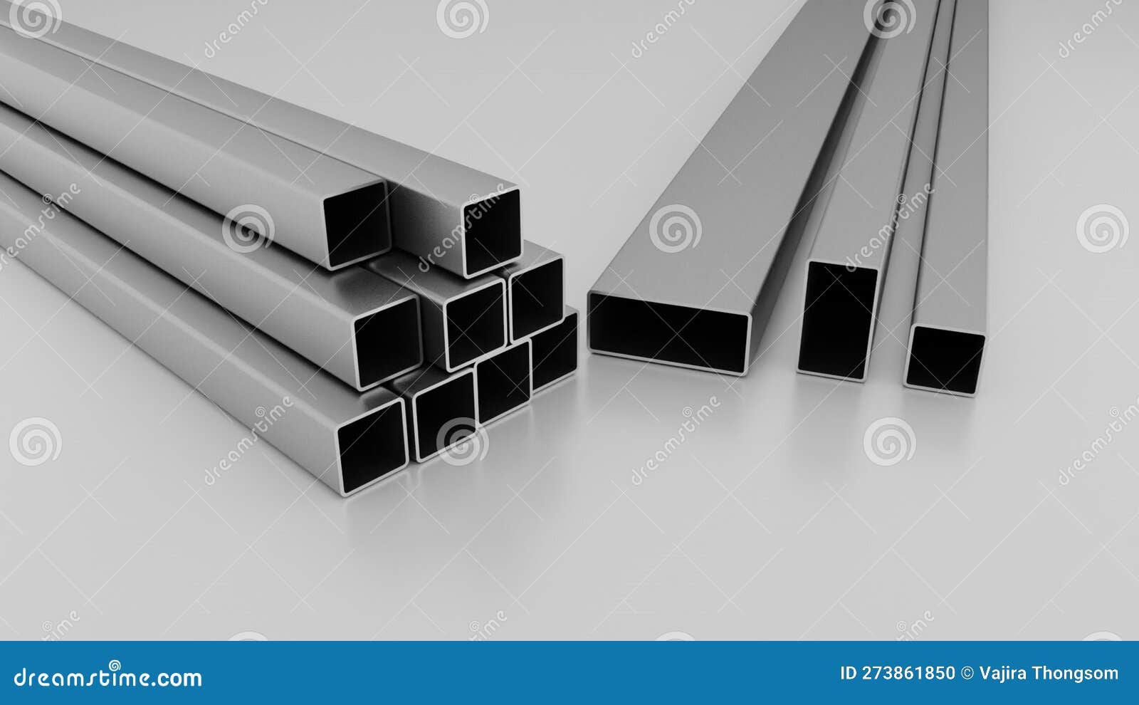 Galvanized Steel Square Pipe, Realistic 3d Rendering Stock Illustration ...