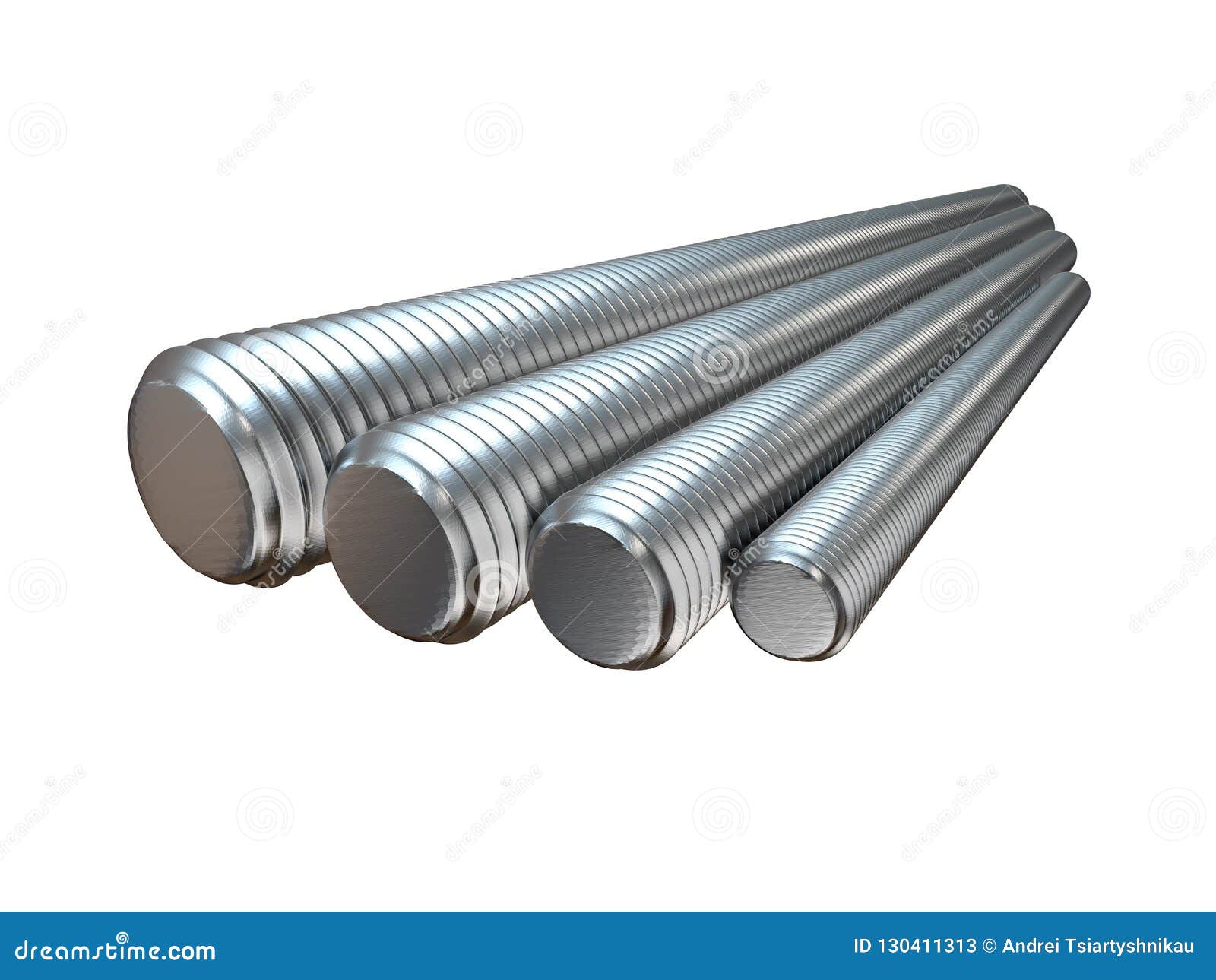 Galvanized Steel Threaded Stud. Metal Products. 3d Illustration Stock ...