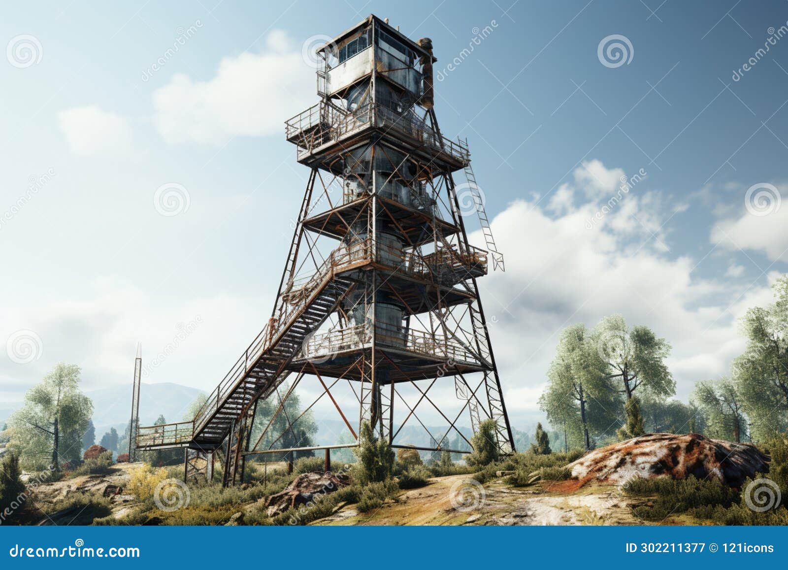 Galvanized Telecom Tower stock illustration. Illustration of cellular ...