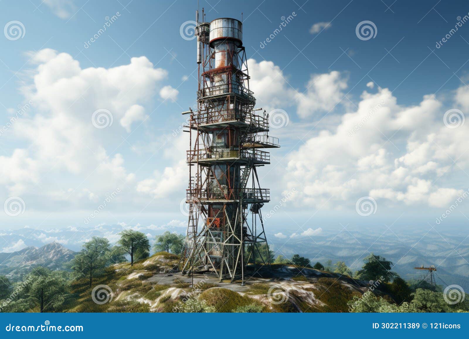 Galvanized Telecom Tower stock illustration. Illustration of signal ...