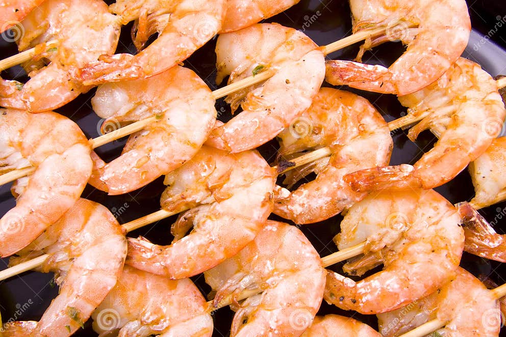 Gamba kebabs stock image. Image of shellfish, dish, sticks - 12610137