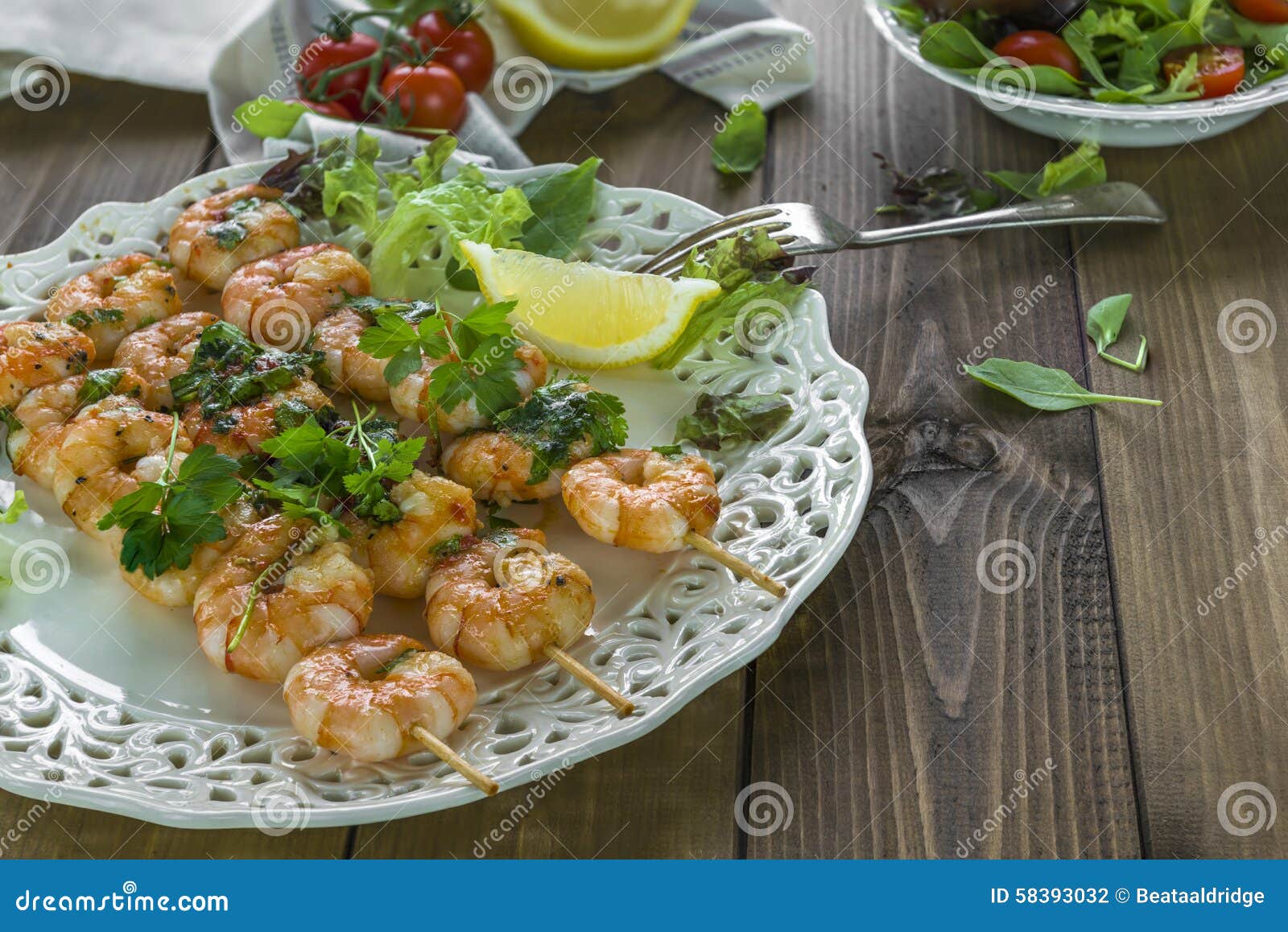 Gambas Del Rey En Los Pinchos Foto de archivo - Imagen de cocinado ...