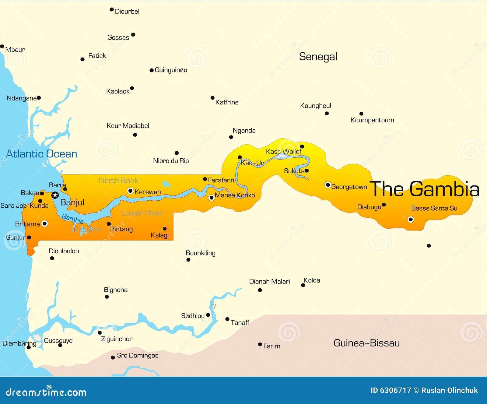 Banjul Gambia Political Map Stock Images by Megapixl