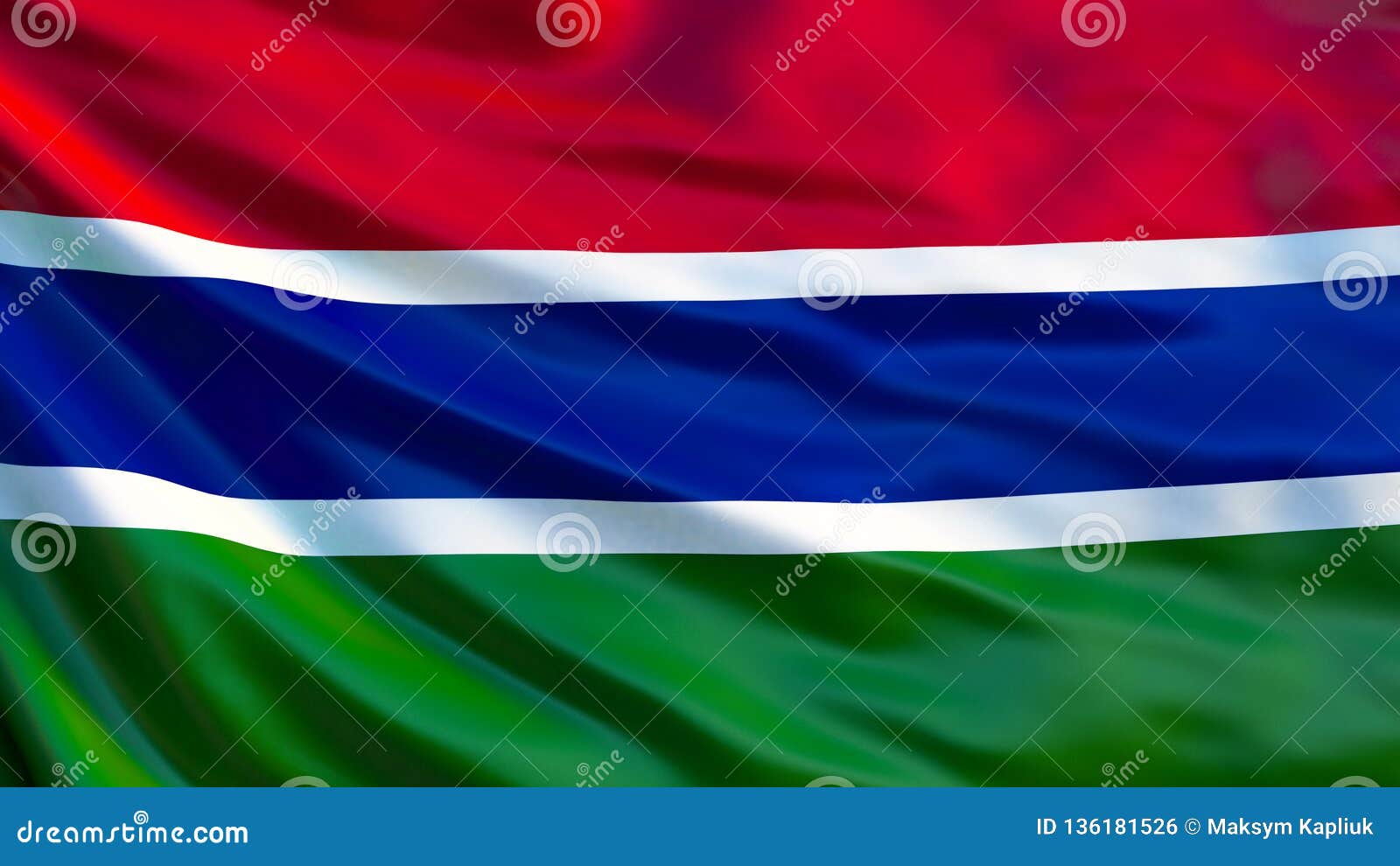 Gambia Flag Waving Flag Of Gambia 3d Illustration Stock Illustration