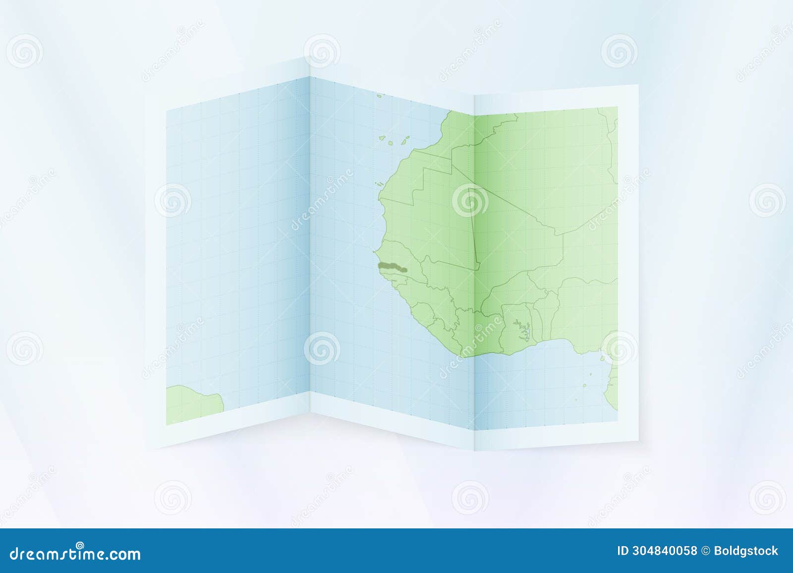 Gambia Map, Folded Paper with Gambia Map Stock Vector - Illustration of ...