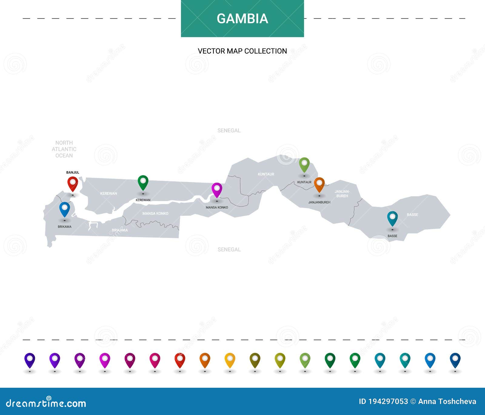 Gambia Location Pin Map Navigation Label Symbol Cartoon Vector ...