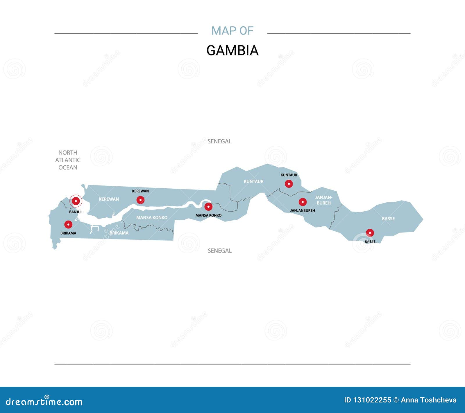 Gambia Editable Outline Map. Vector Illustration | CartoonDealer.com ...