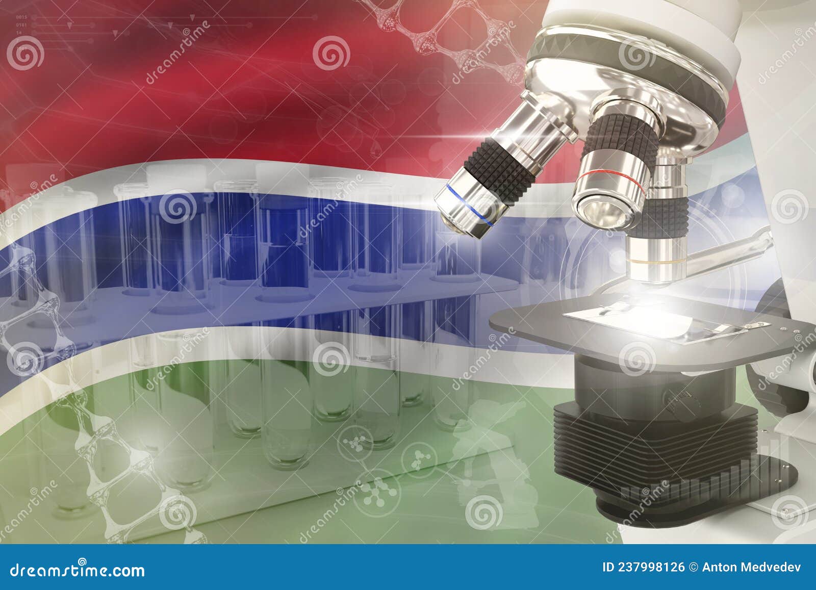 Microscope On Gambia Flag - Science Development Digital Background ...