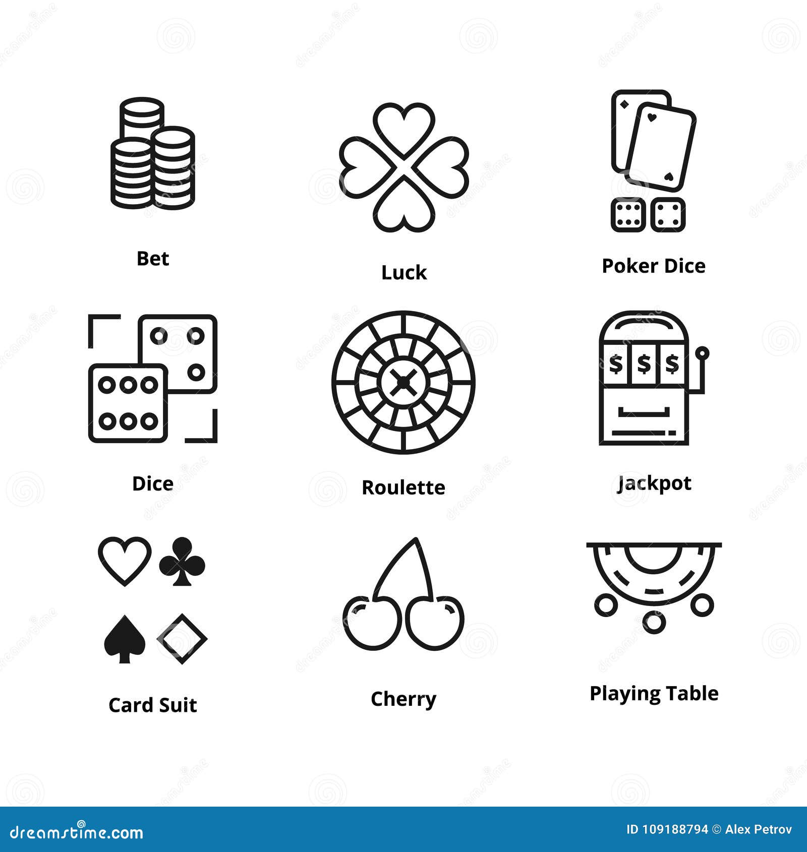 9 Gamble Line Icon stock illustration. Illustration of gambling - 109188794