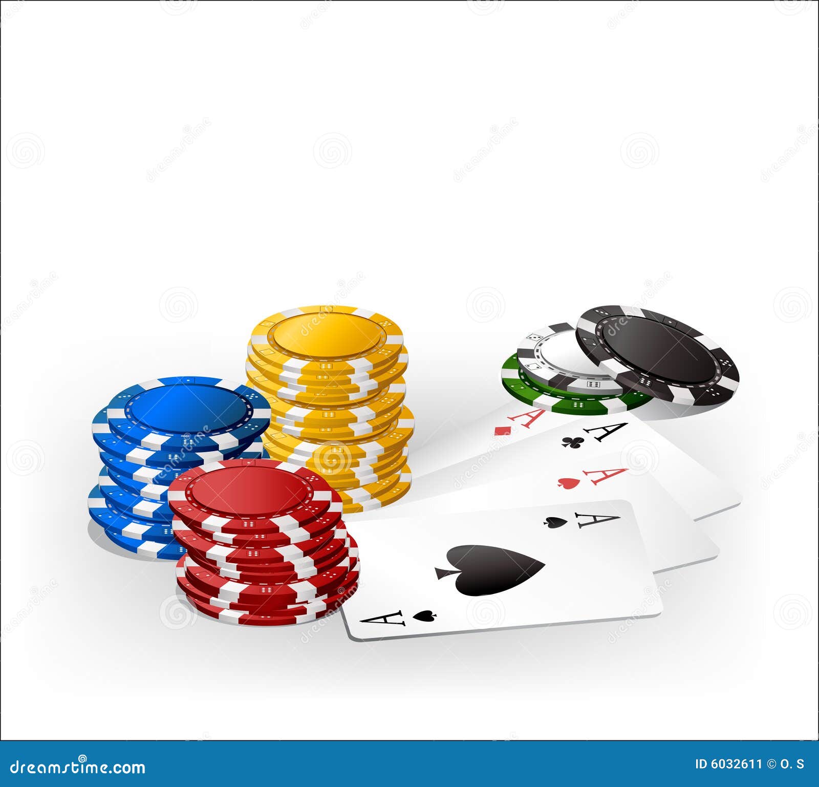 Gambling chip and cards stock vector. Illustration of white - 6032611