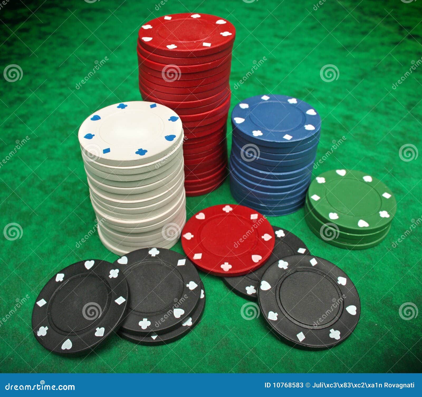 Gambling Chips Over Green Felt Stock Image - Image of gambling, chips ...