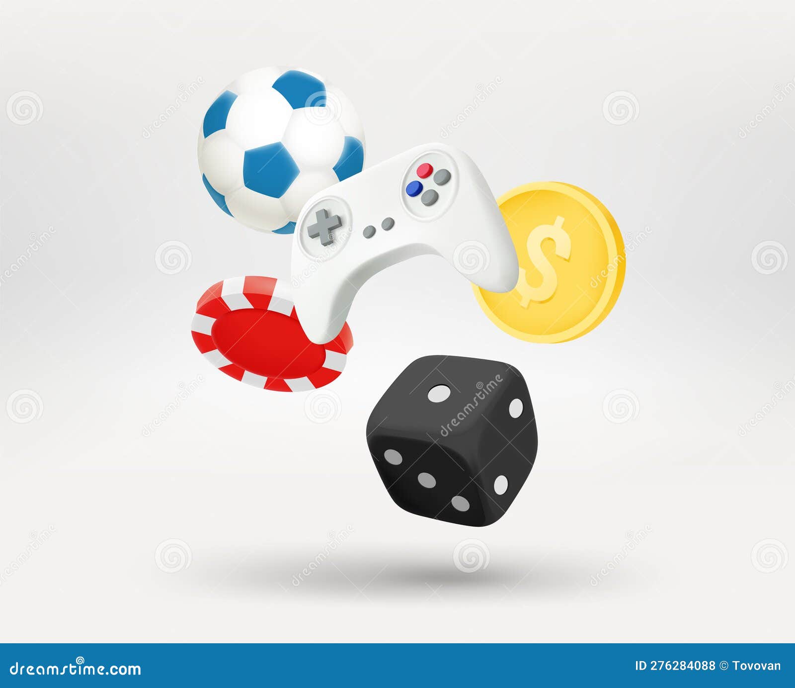 Gambling Concept with Different Game Elements. 3d Vector Illustration ...