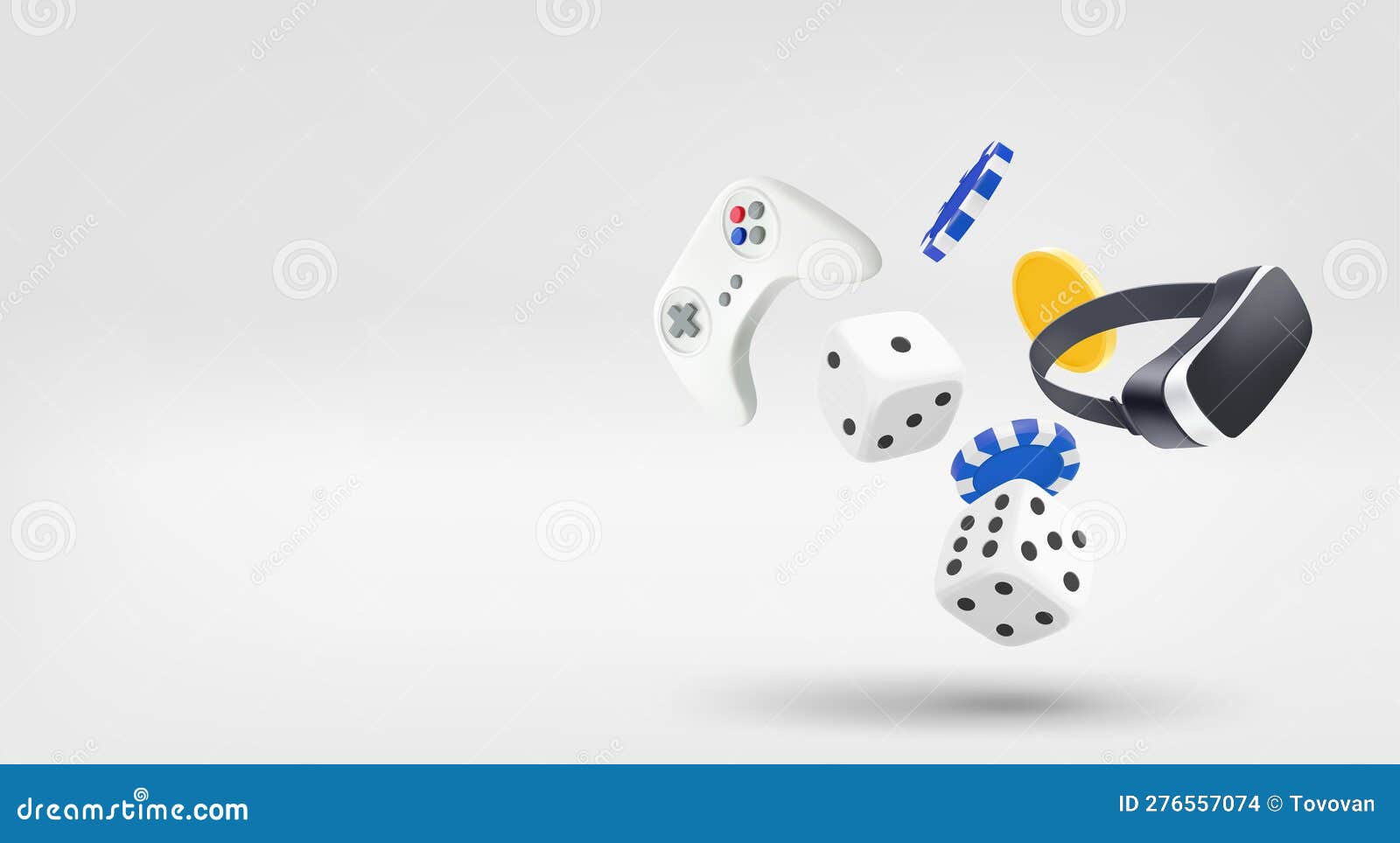 Gambling Concept with Different Game Inventory. 3d Vector Banner with ...