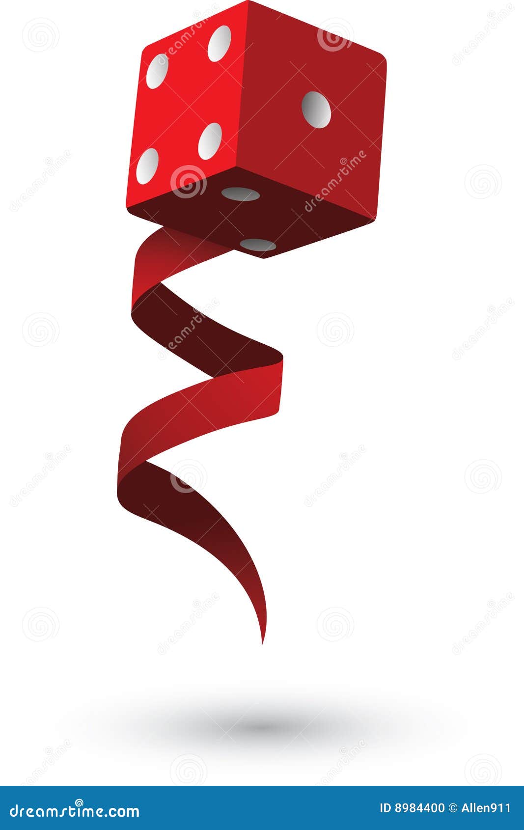 Gambling Dice with Ribbon stock vector. Illustration of dots - 8984400