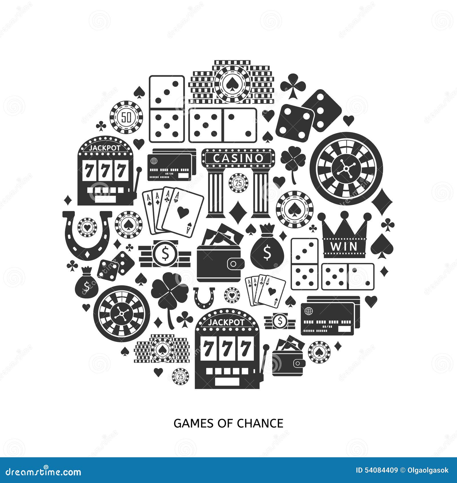 Gambling flat icons set stock vector. Illustration of dice - 54084409