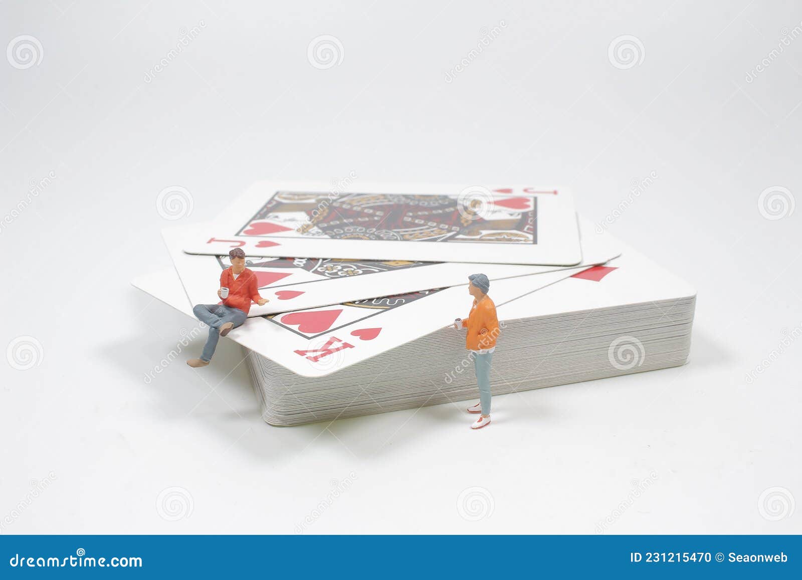 A Gambling Games, the Figure Man Sit on the Playing Card Stock Photo ...