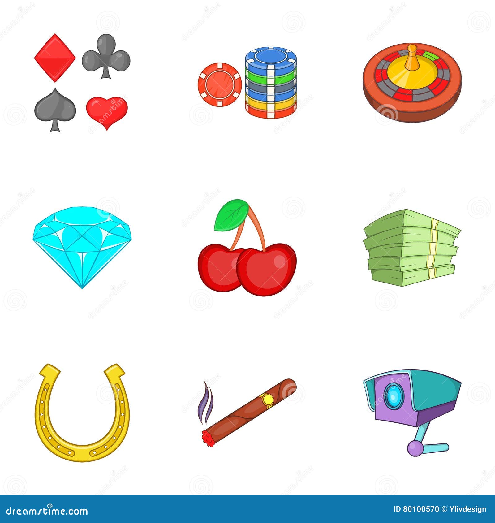 Gambling Icons Set, Cartoon Style Stock Vector - Illustration of play ...