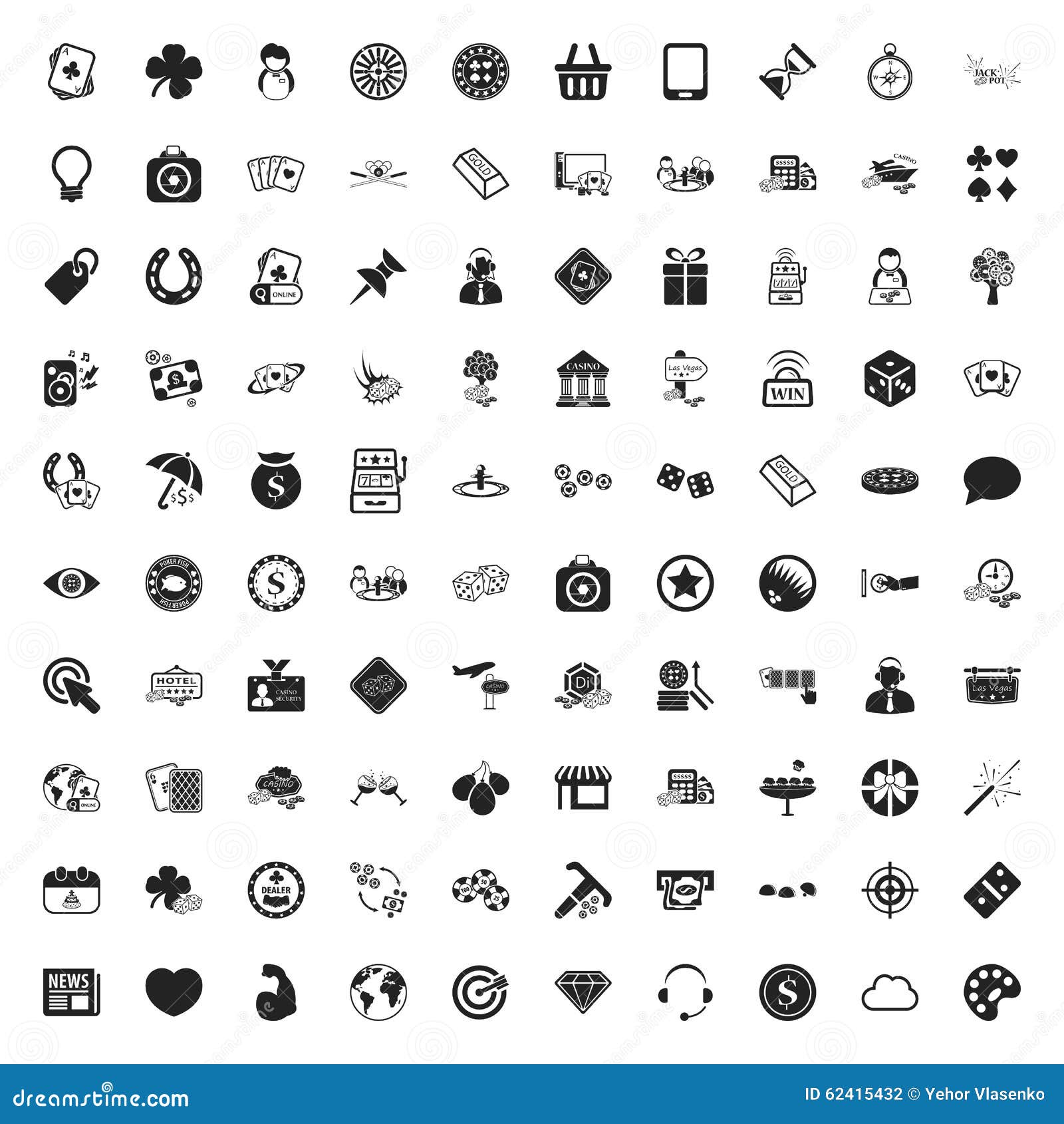Gambling 100 Icons Universal Set for Web and Mobile Flat Stock Vector ...