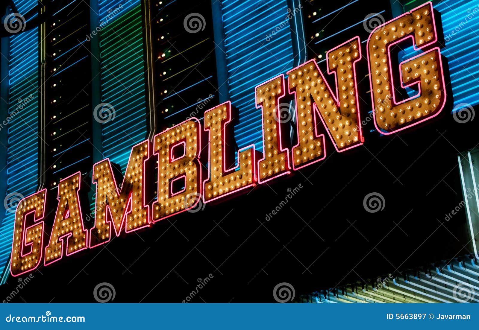 Gambling neon sign editorial photography. Image of fortune - 5663897