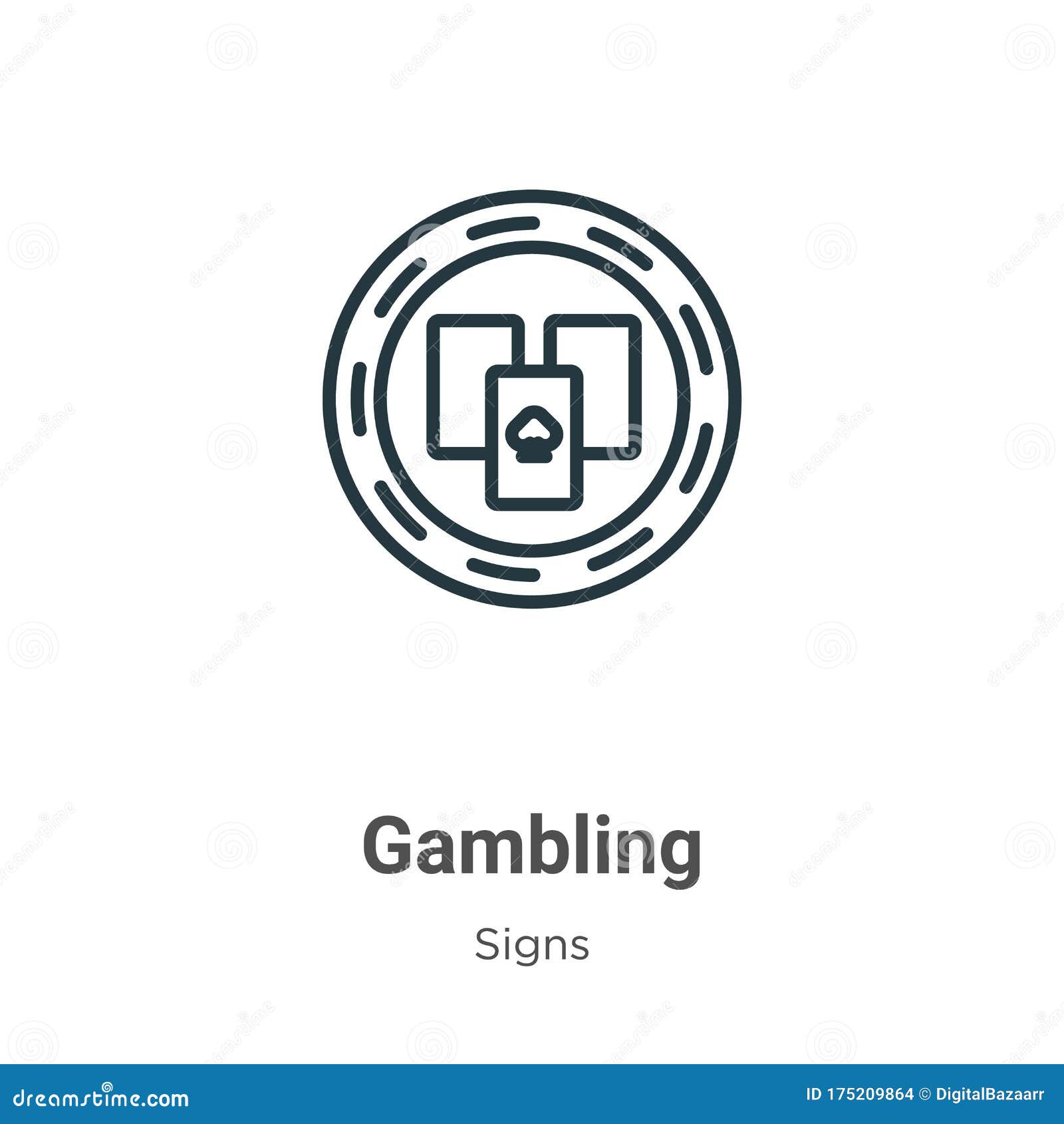 Gambling Outline Vector Icon. Thin Line Black Gambling Icon, Flat ...