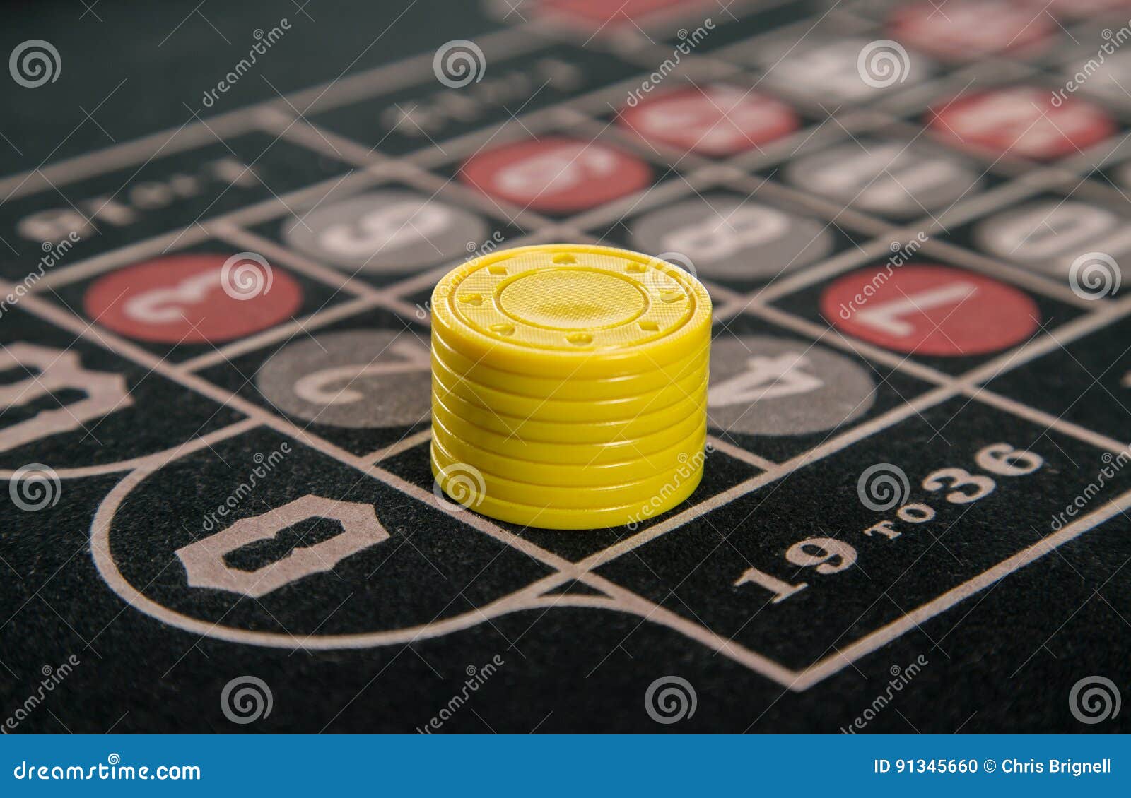 Gambling on a Roulette Table with Yellow Chips Stock Photo - Image of ...