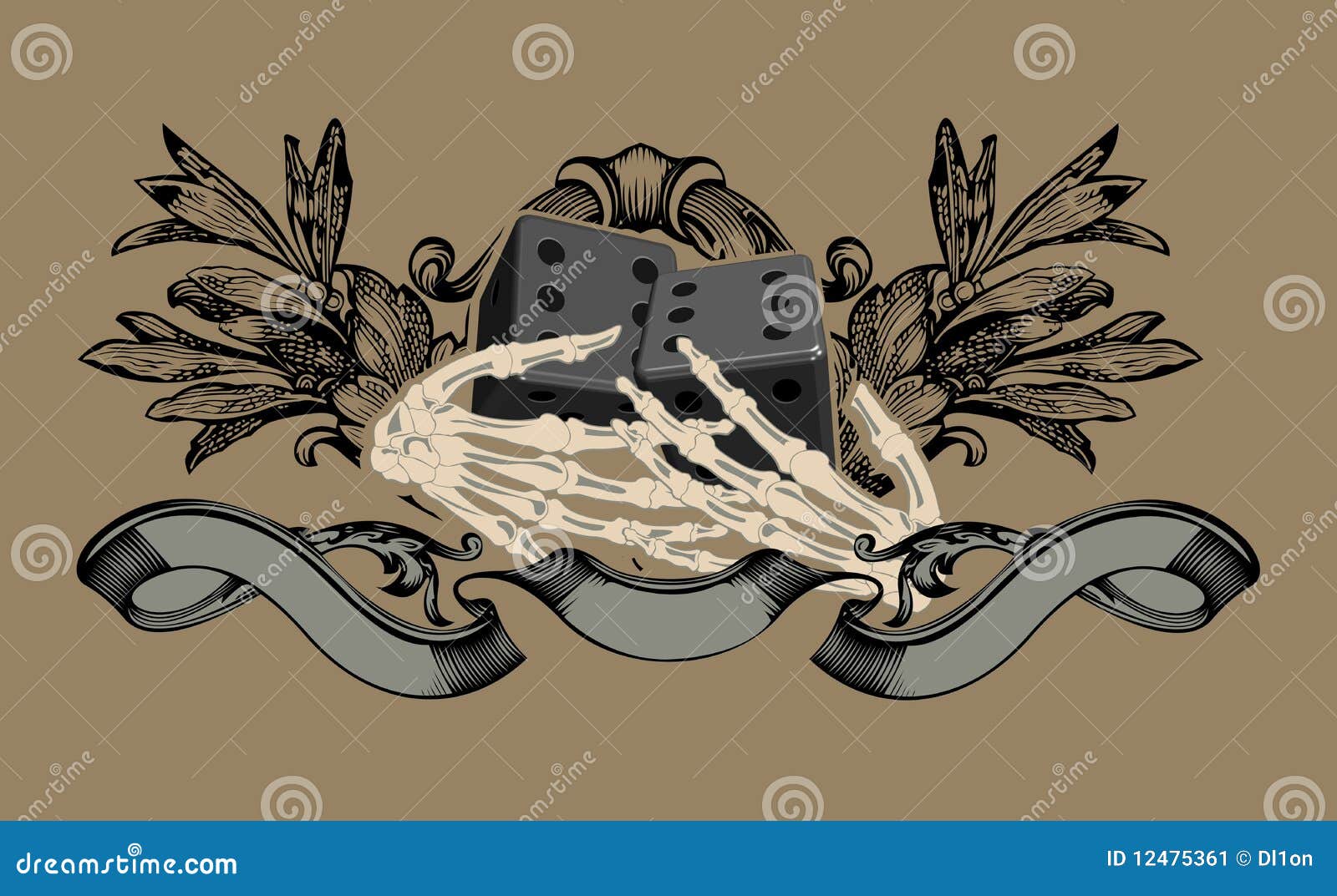 Gambling Sign with Skeleton Hands. Stock Vector - Illustration of ...