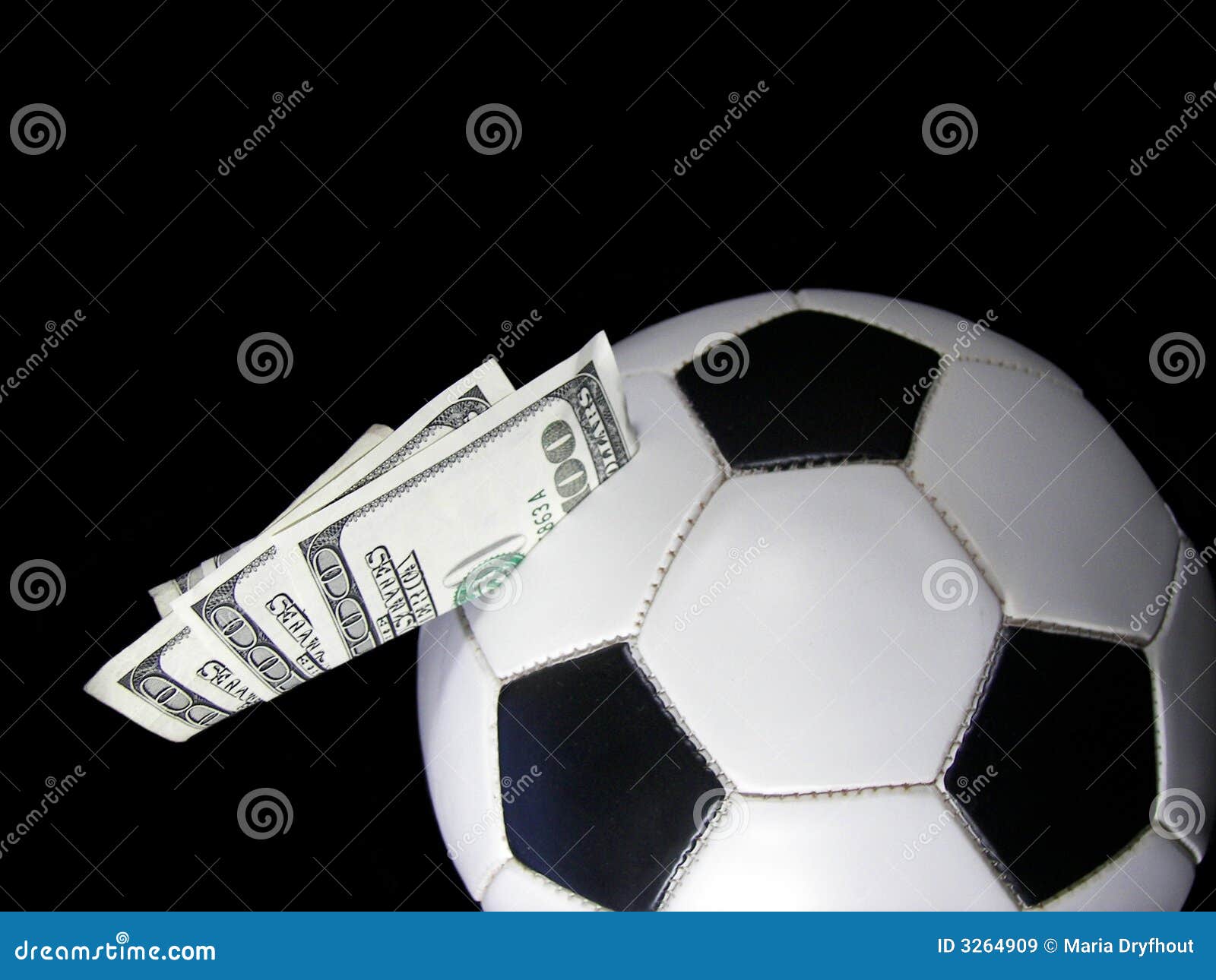 Money in soccer ball stock image. Image of green, isolated - 3264909
