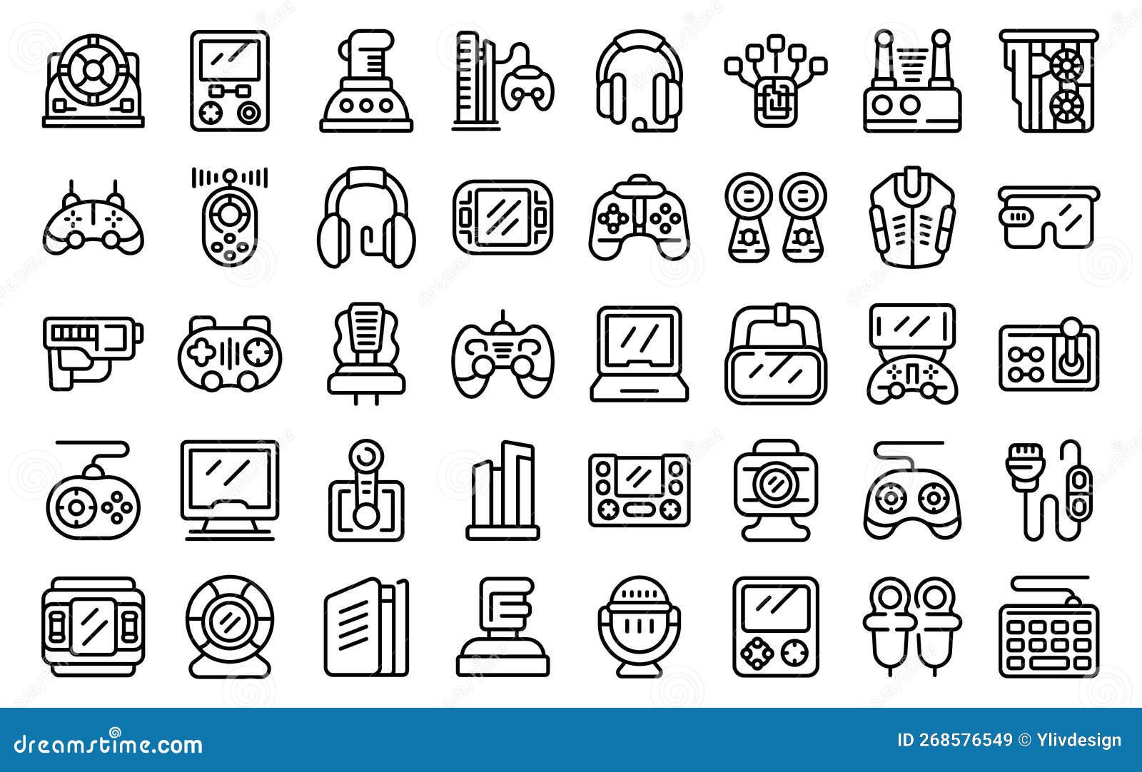 Game Accessories Icons Set Outline Vector. Videogame Controller Stock ...