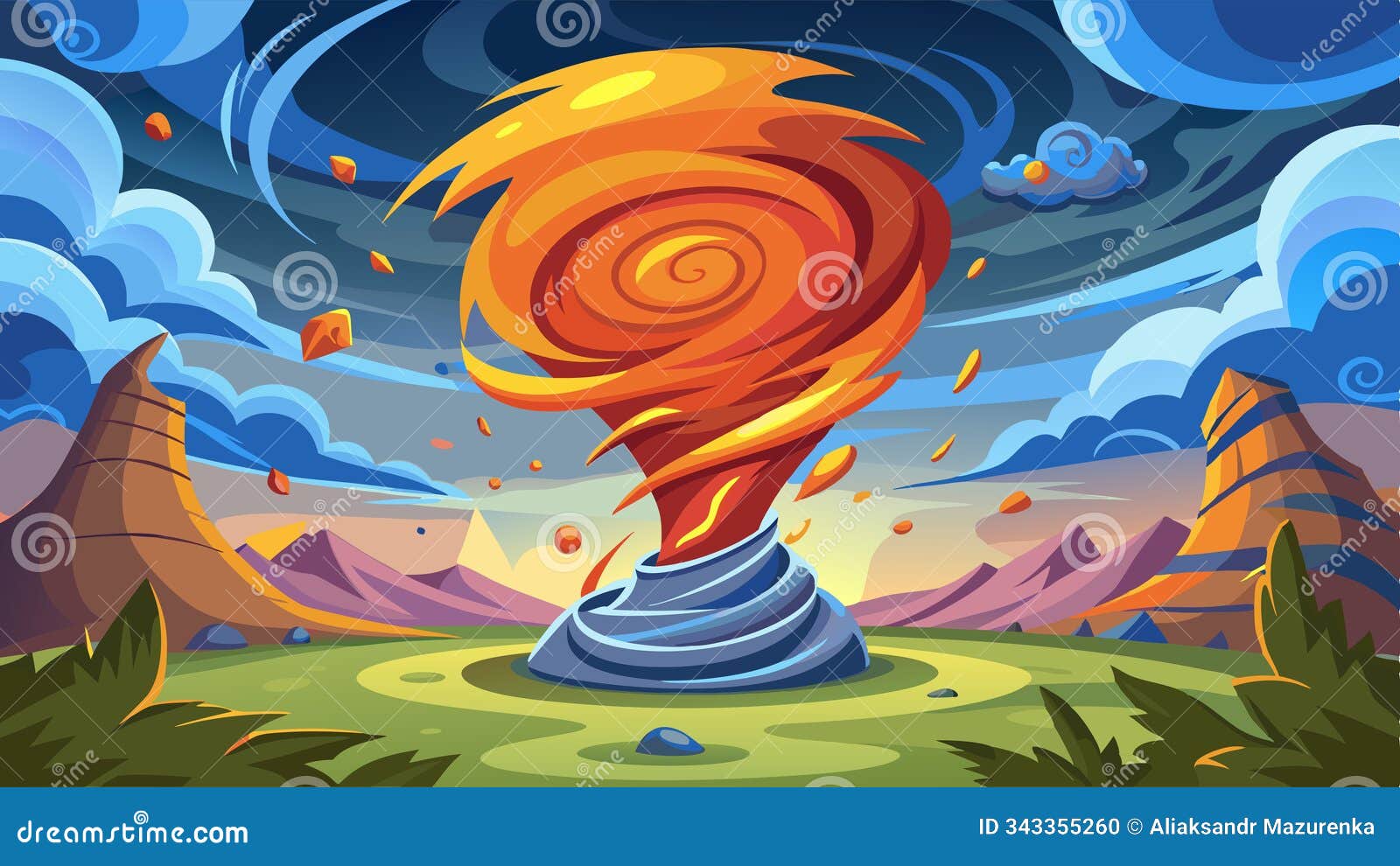 Game Animation Effect of Tornado, Fire Storm, Magic Vortex. Wind Twirl ...