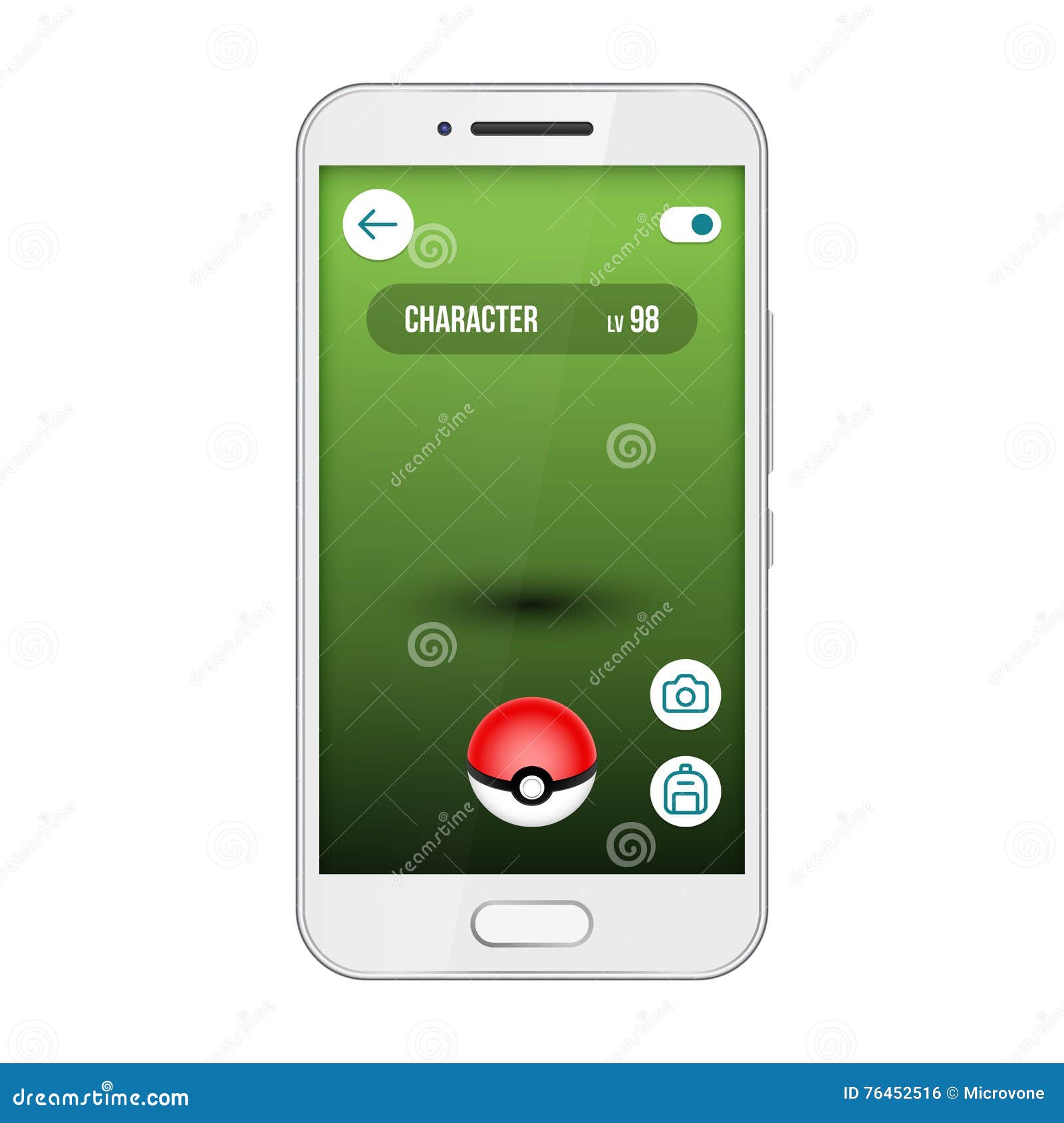 Game App Screen Pokemon Smartphone Vector Interface. Go, Find And Catch ...