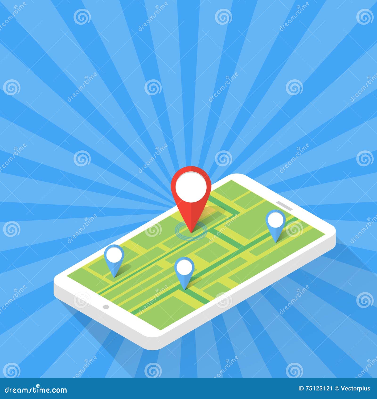Game Application Concept. Gps Map Navigation with Phone Screen Stock ...