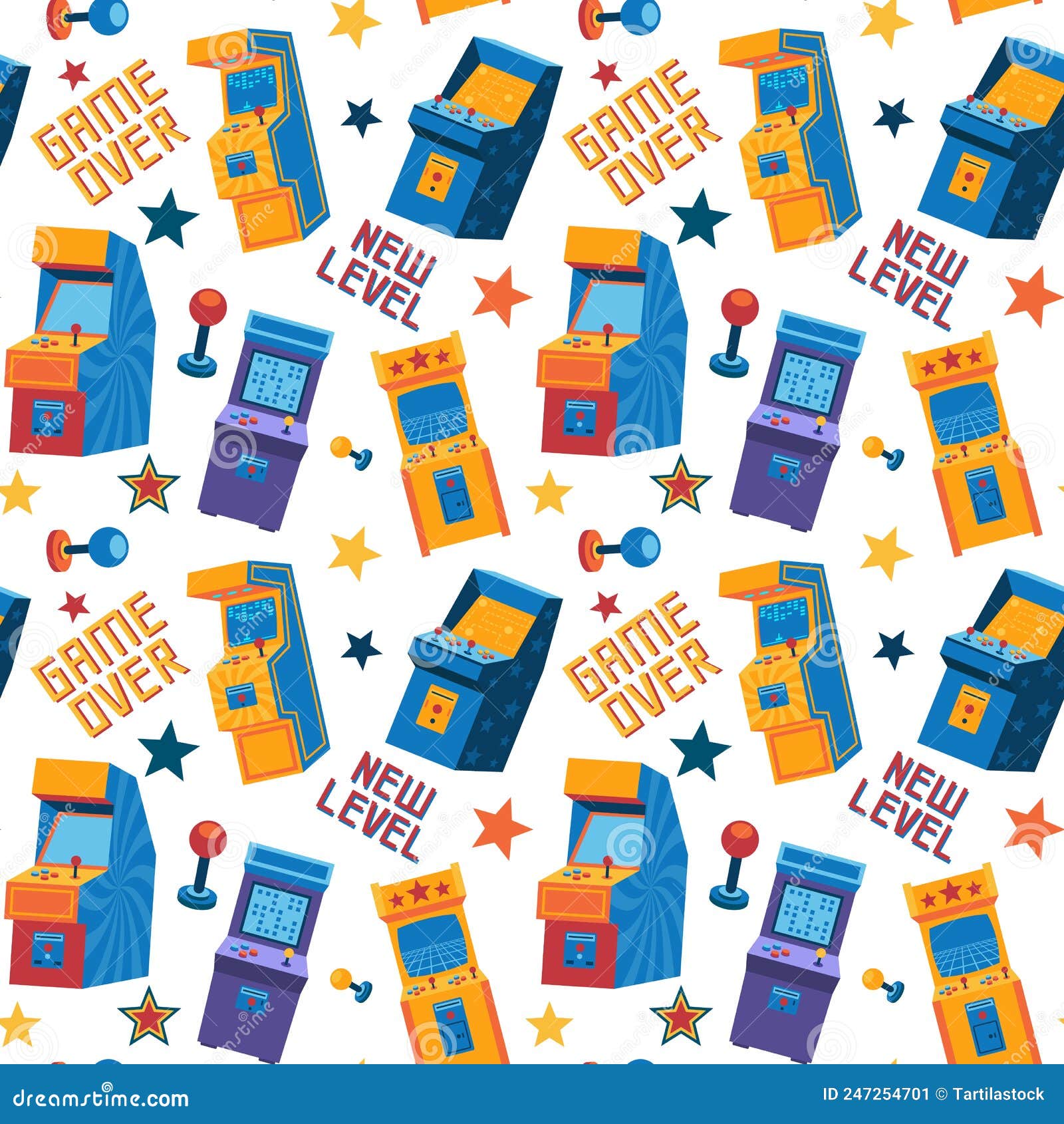 Game Arcade Pattern. Seamless Retro Video Game Machine with Screen and ...