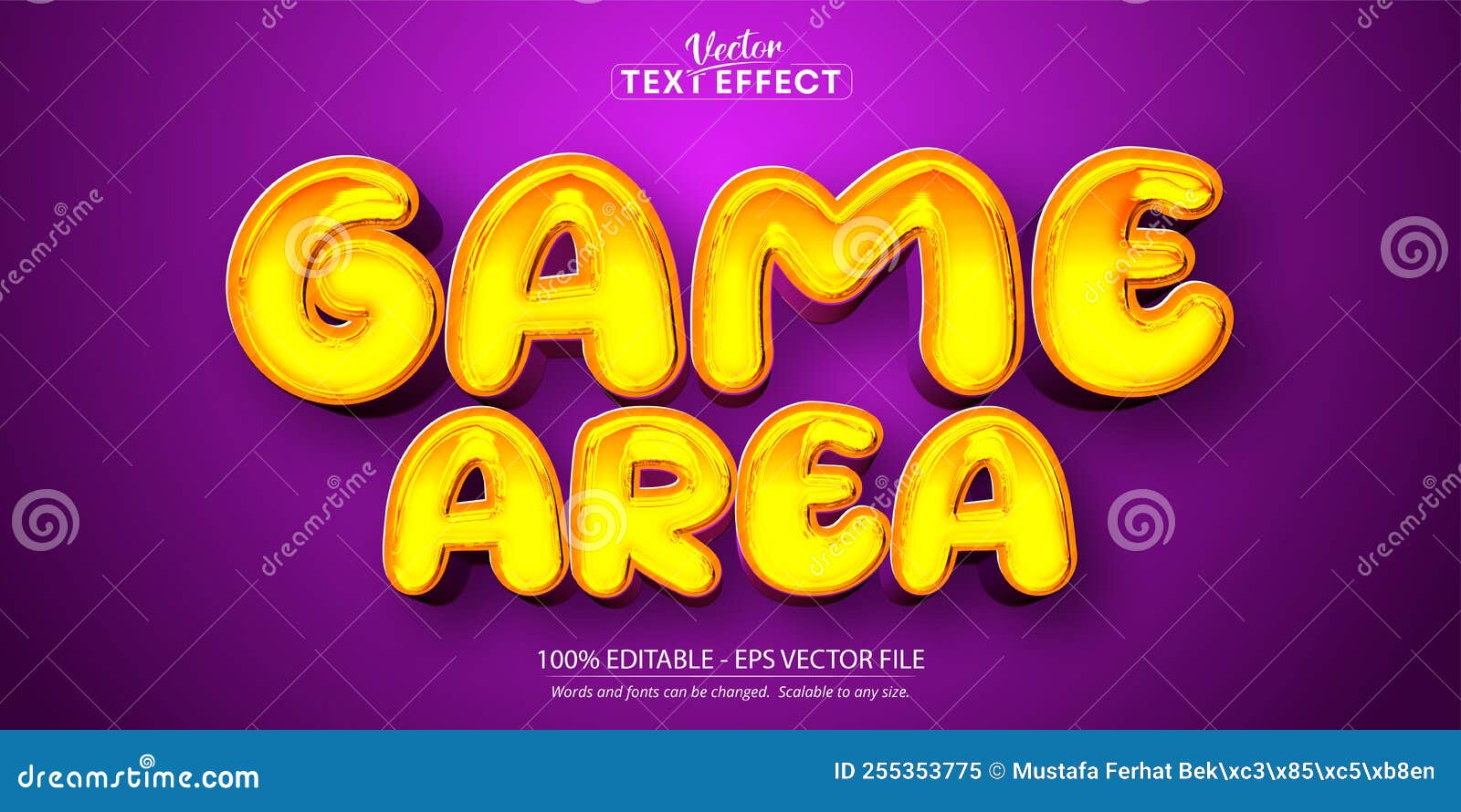 Game Area Text, Cartoon Style Editable Text Effect Stock Vector ...