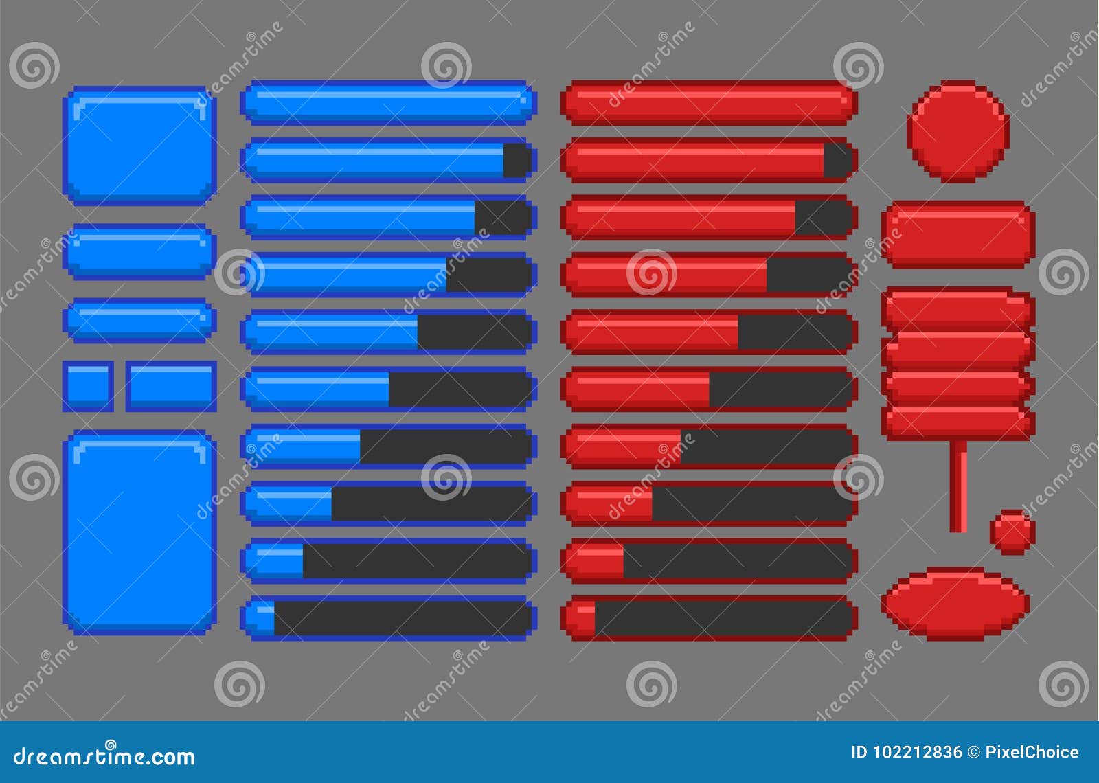 Game Assets, Pixel Art GUI. Stock Vector - Illustration of menu ...