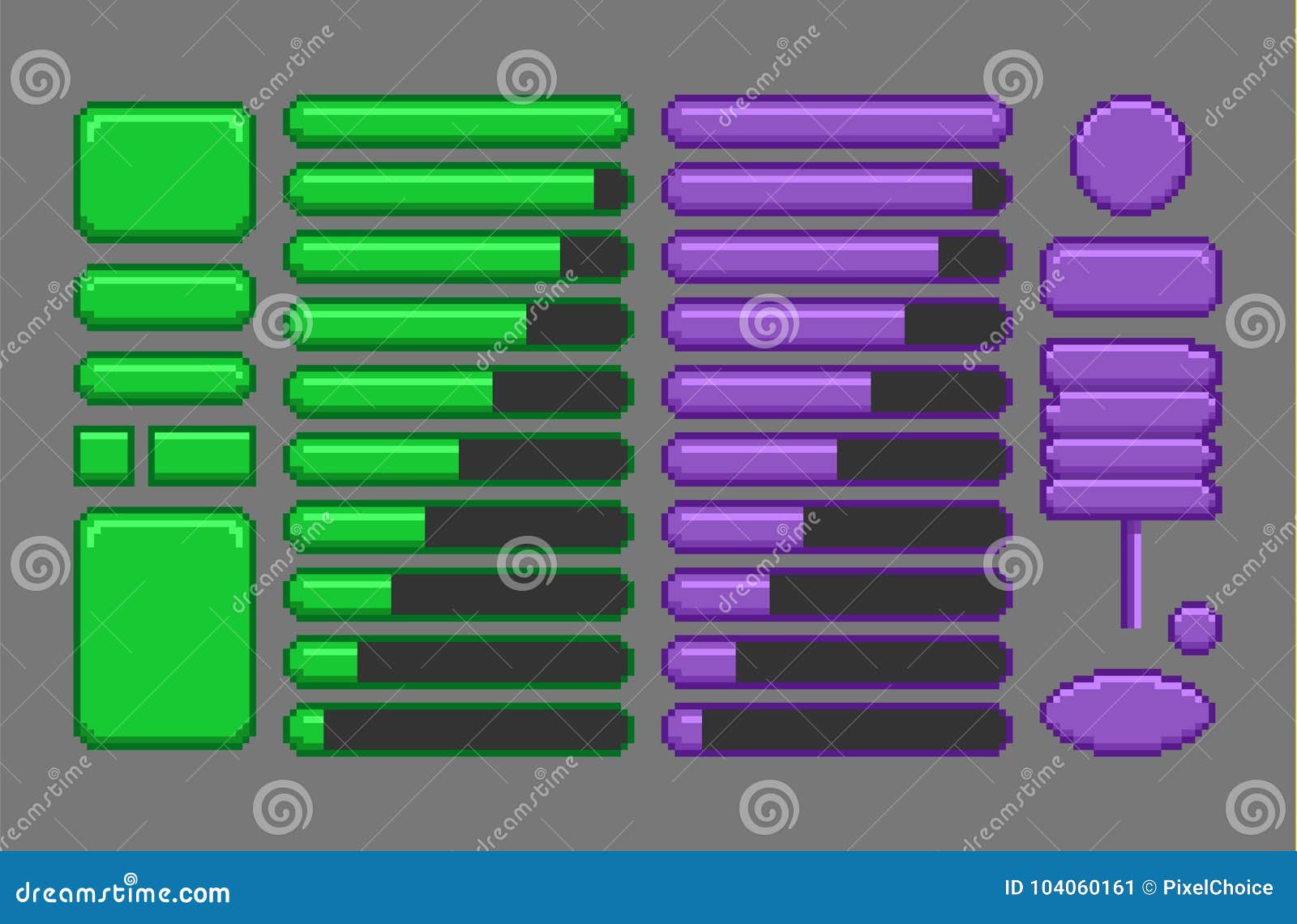 Game Assets, Pixel Art GUI. Stock Vector - Illustration of cartoon ...