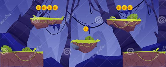 Game Background with Floating Platforms Vector Illustration Stock ...
